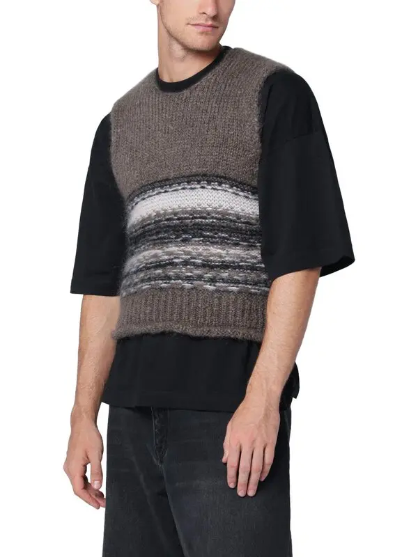Our Legacy Mohair And Wool Striped Gilet - Brown