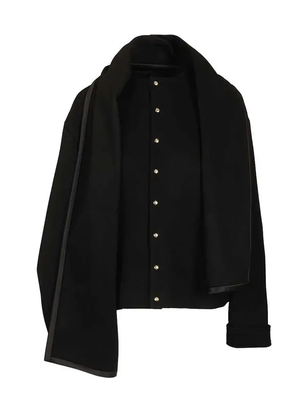 Celine Wool Jacket With Removable Scarf - Black