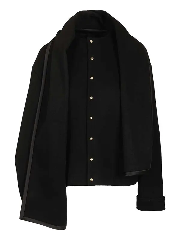 Celine Wool Jacket With Removable Scarf - Black