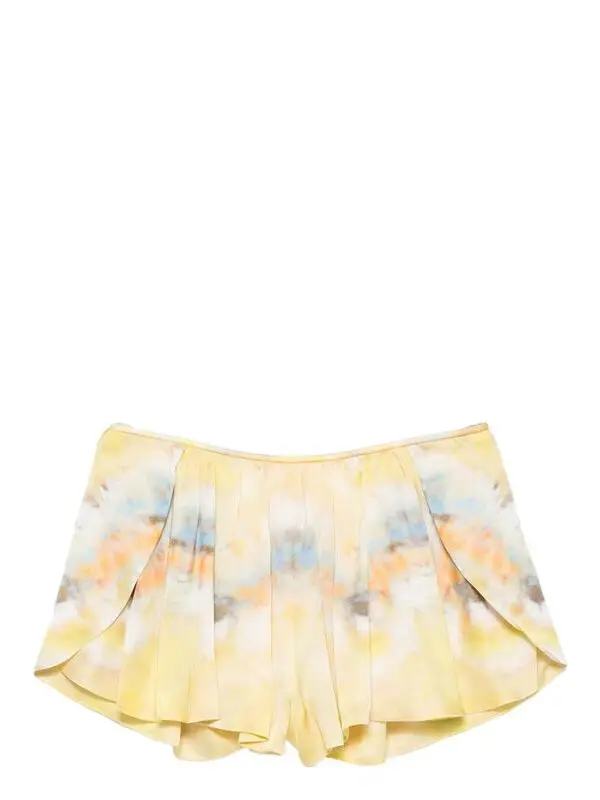 Zimmermann Tie-dye Silk Pleated Mini Shorts - Yellow
