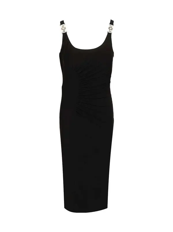 Versace Draped Sleeveless Midi Dress - Black