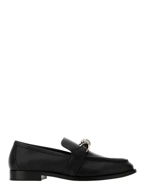 Bottega Veneta Calf Leather Loafers With Chain Detail - Black