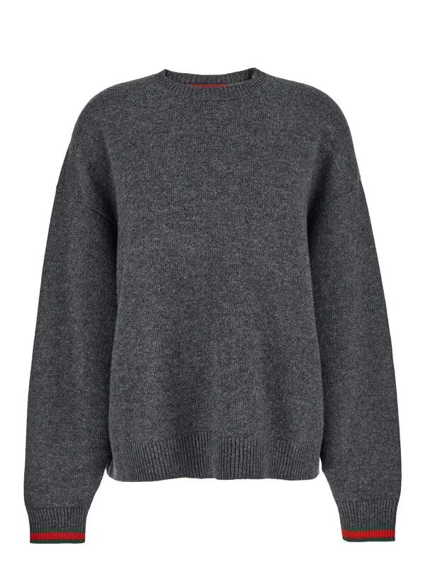 Gucci Wool & Cashmere Blend Crewneck Sweater With Web Detail - Multicolor