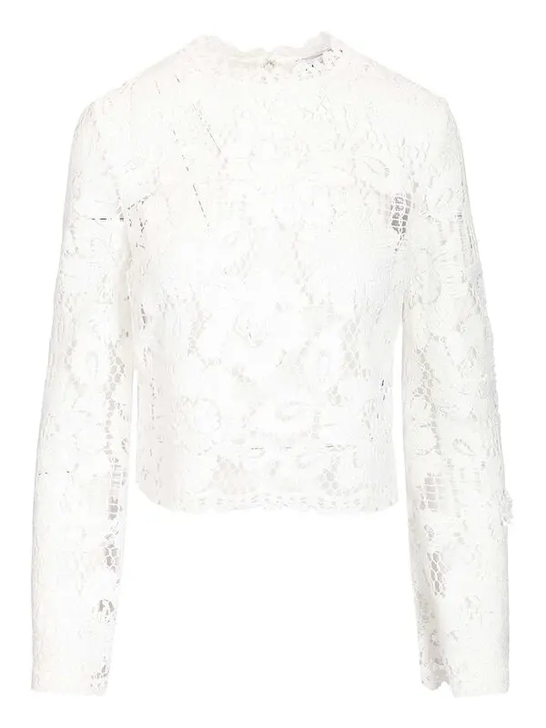 SELF-PORTRAIT Crochet Lace Cropped Top - White