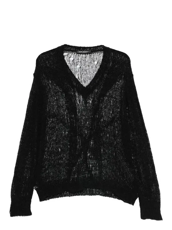 Our Legacy Open-knit Distressed V-neck Sweater - Black