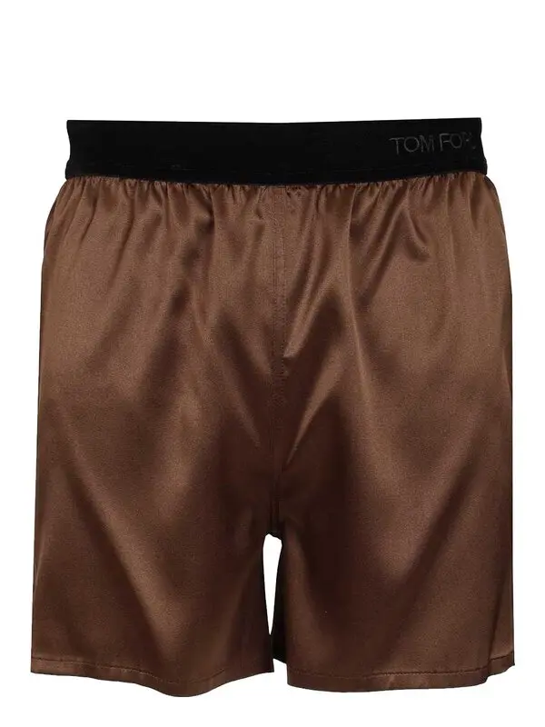 TOM FORD Silk Satin Boxer Shorts - Brown