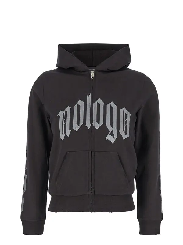 Balenciaga Jersey Zip-up Hoodie With Gothic Print - Multicolor