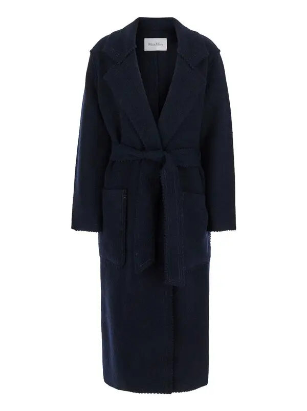 Max Mara Long Wool And Cashmere Coat With Belt - Multicolor