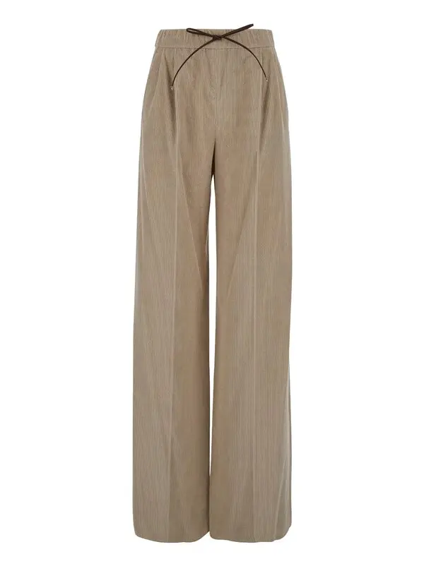 Max Mara Beige Corduroy Palazzo Pants - Multicolor