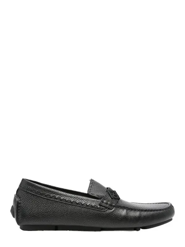 Fendi Leather Loafers With Logo Detail - Black