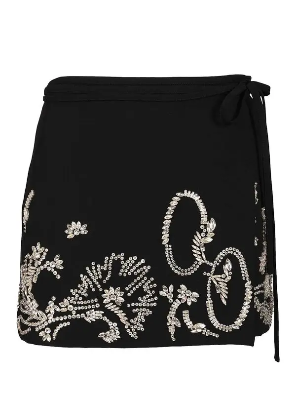 Dries Van Noten Embellished Wrap Miniskirt - Black