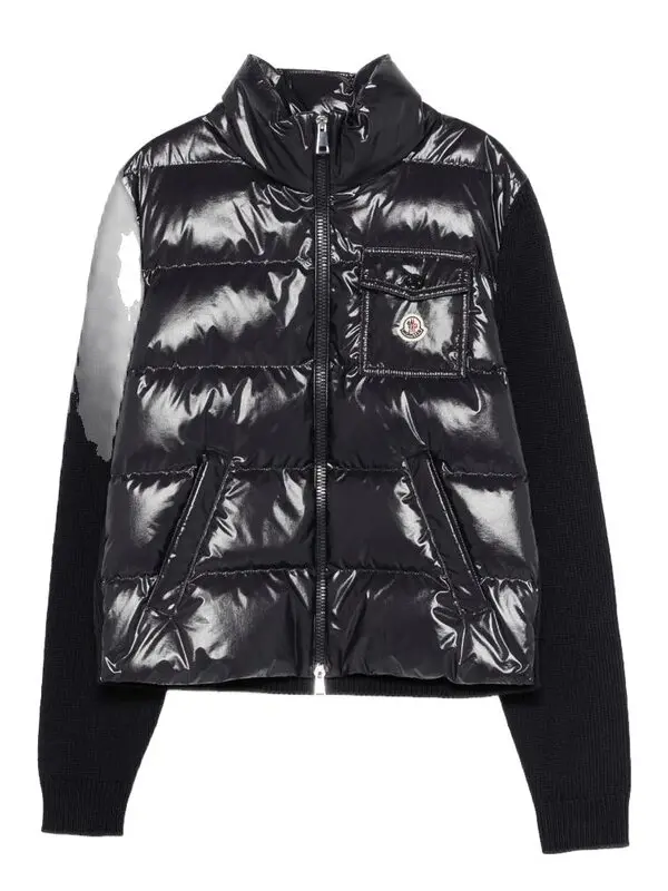 Moncler Padded Jacket With Logo Patch - Blue