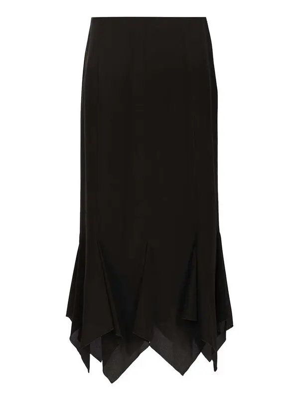 Valentino Garavani Crêpe De Chine Midi Skirt - Black