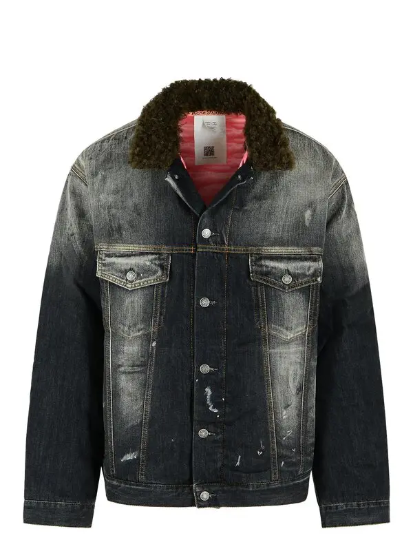 Acne Studios Faux Fur Lined Denim Jacket - Black