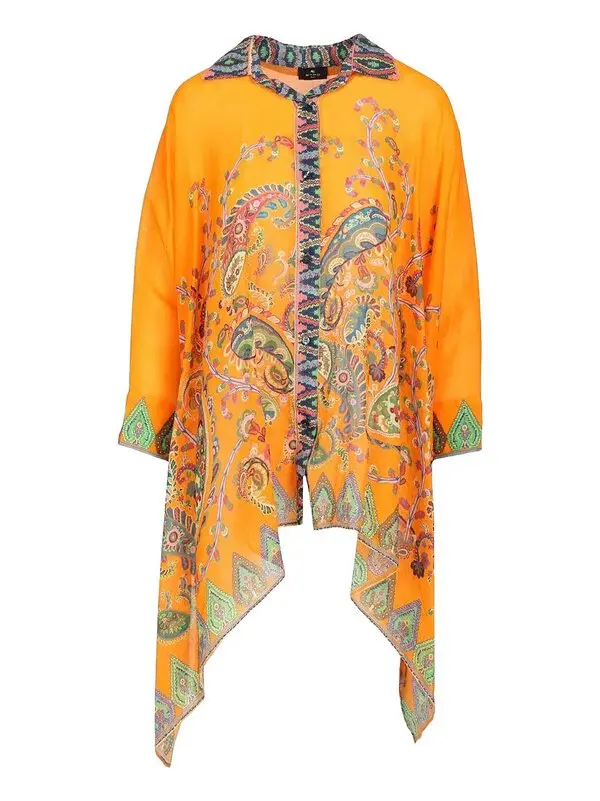 Etro Multicoloured Printed Ramie Blouse - Orange
