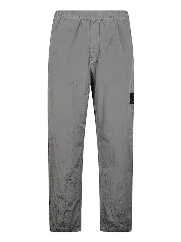 Stone Island Grey Crinkled Texture Nylon Trousers - Gray