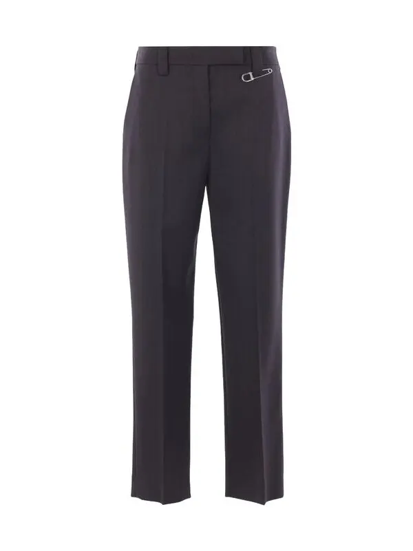 Prada Tailored Wool Trousers With Safety Pin Detail - Gray