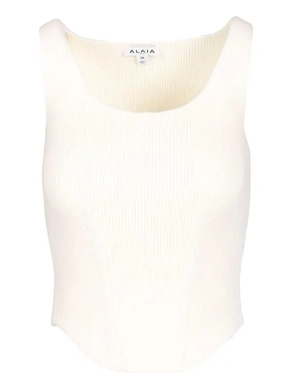 Alaïa Sleeveless Wool Corset Top - White