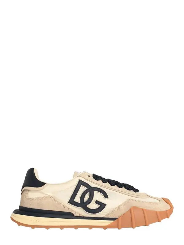 Dolce & Gabbana Beige Leather Blend Sneakers - Cream