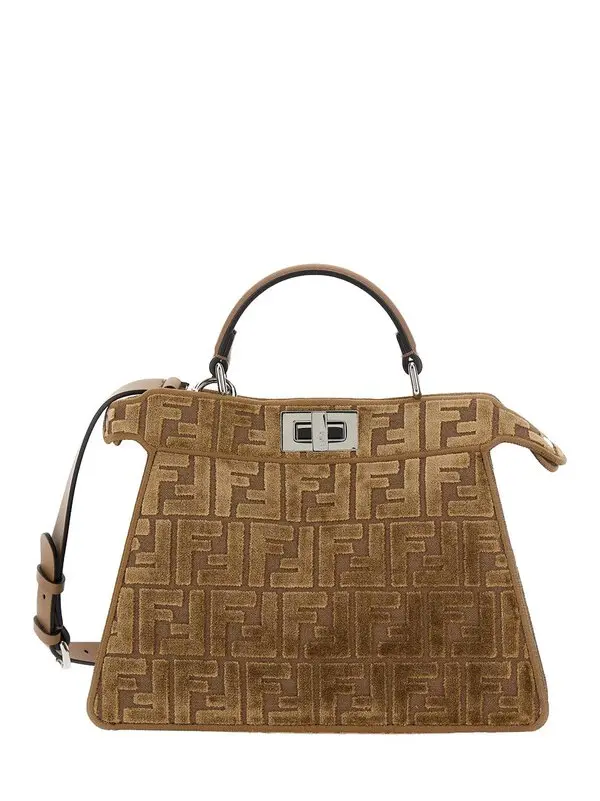 Fendi Peekaboo Iseeu Small Ff Motif Handbag - Brown