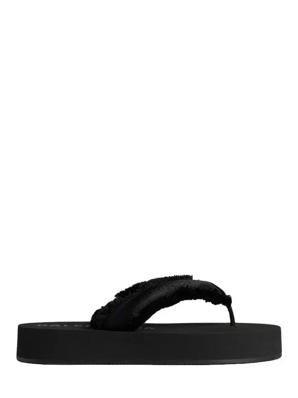 Balenciaga Fringed Strap Logo Embroidered Flip-flops - Black