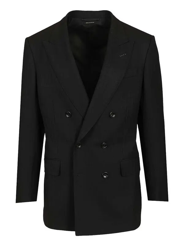 TOM FORD Double-breasted Wool Blazer - Black