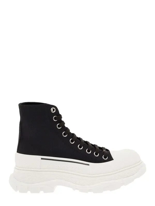Alexander McQueen Tread Slick High Top Sneakers With Oversized Platform - Black