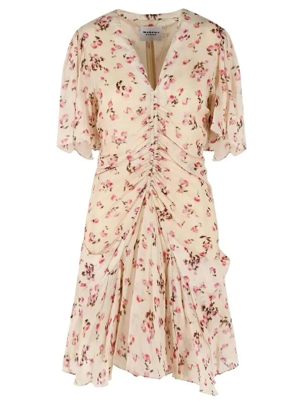 Isabel Marant Étoile V-neck Floral Viscose Dress - Cream