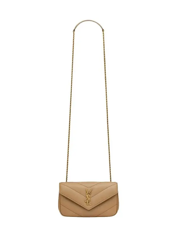 Saint Laurent Raffia And Leather Shoulder Bag With Logo - Cream