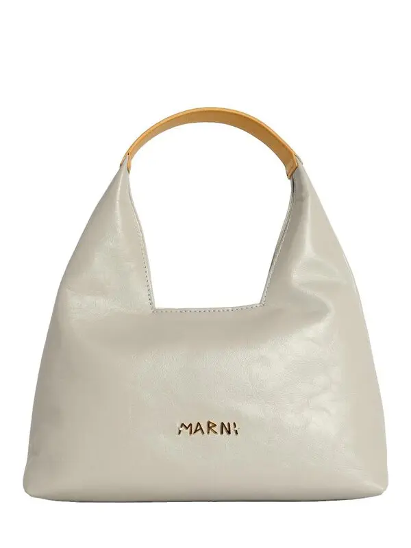 Marni Grey Leather Handbag With Top Handle - Gray
