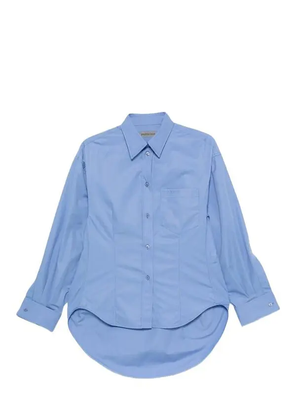Balenciaga Cornflower Cotton Blend Button-up Shirt - Blue