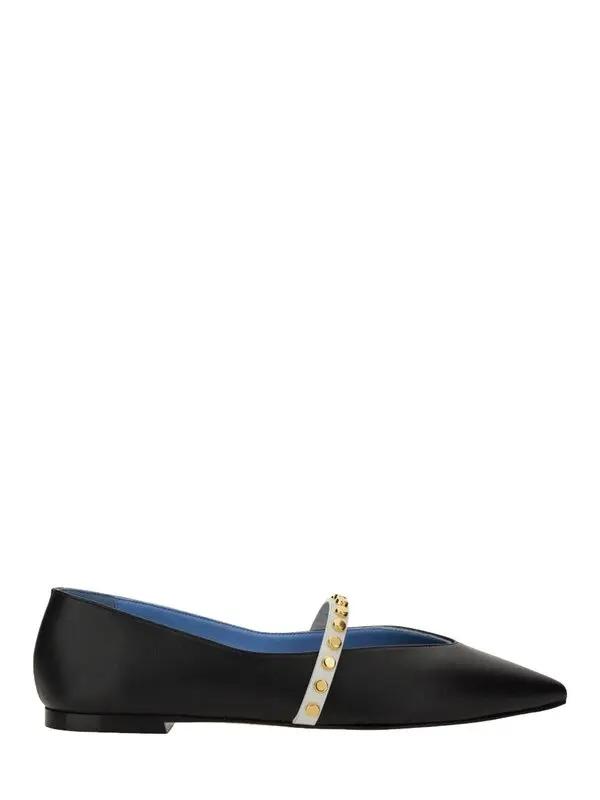 Alexander McQueen Leather Ballerina With Studded Strap - Black