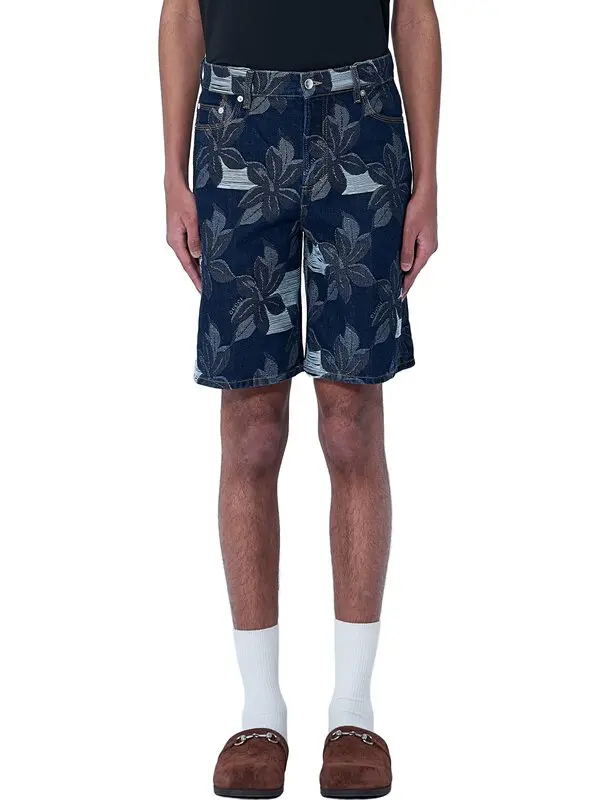 Gucci Denim Floral Jacquard Shorts - Blue