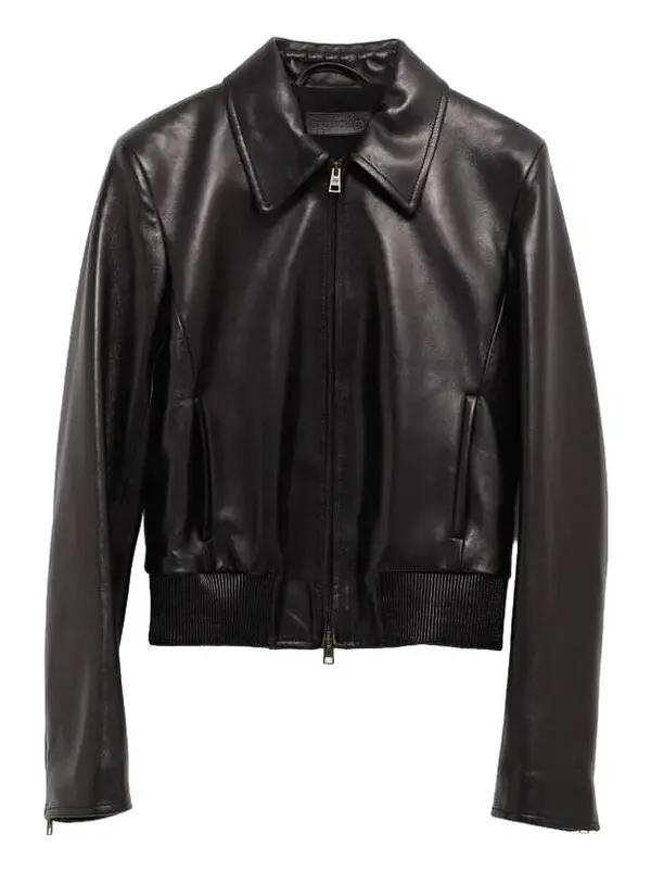 Balenciaga Leather Jacket With Zip Fastening - Black