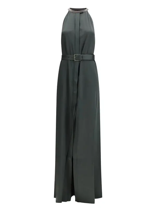 TOM FORD Long Halterneck Belted Dress - Green