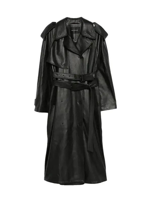 Balenciaga Lambskin Trench Coat - Black