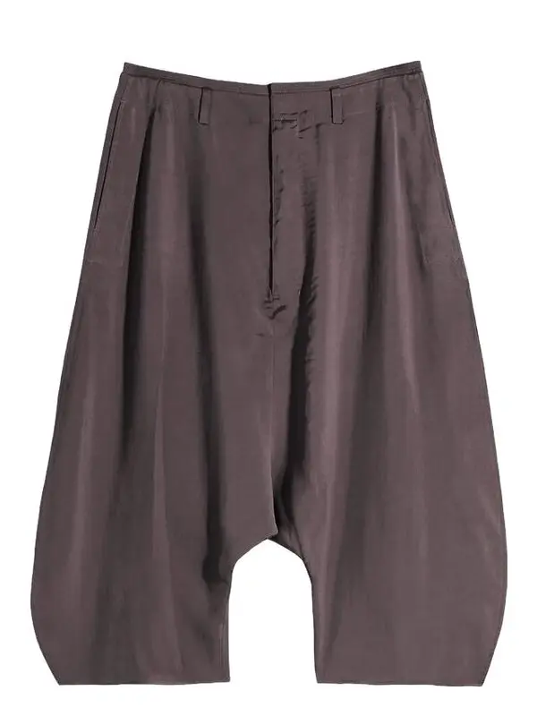 LEMAIRE Wide Leg Dropped Crotch Knee-length Shorts - Brown