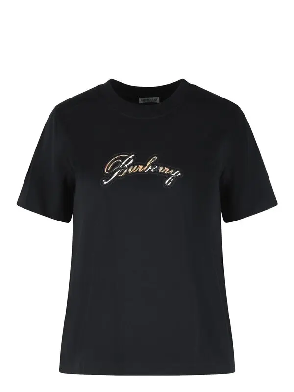 Burberry Cotton T-shirt With Logo Patch - Black