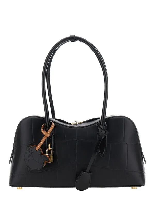 Stella McCartney Medium Ryder Handbag With Lock Detail In Black Ecoleather - Multicolor