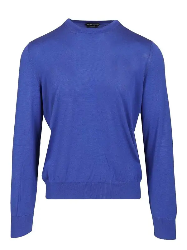TOM FORD Silk Crew Neck Sweater - Blue