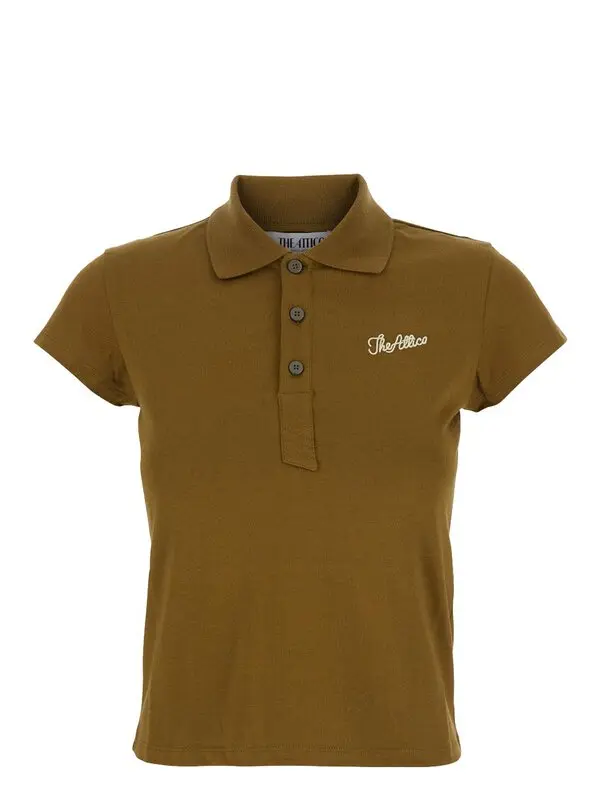 Attico Cotton Jersey Polo Shirt With Embroidered Logo - Multicolor