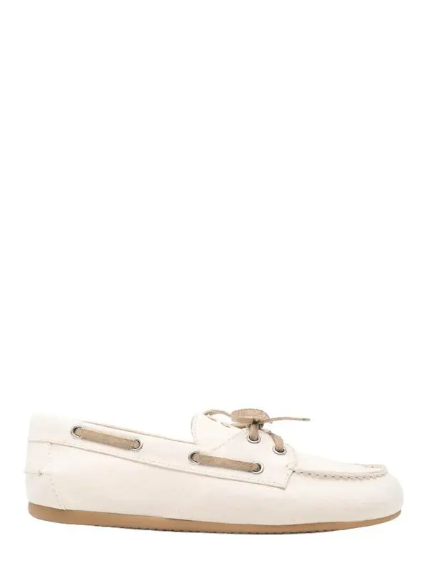 Miu Miu Canvas Boat Shoes - Cream