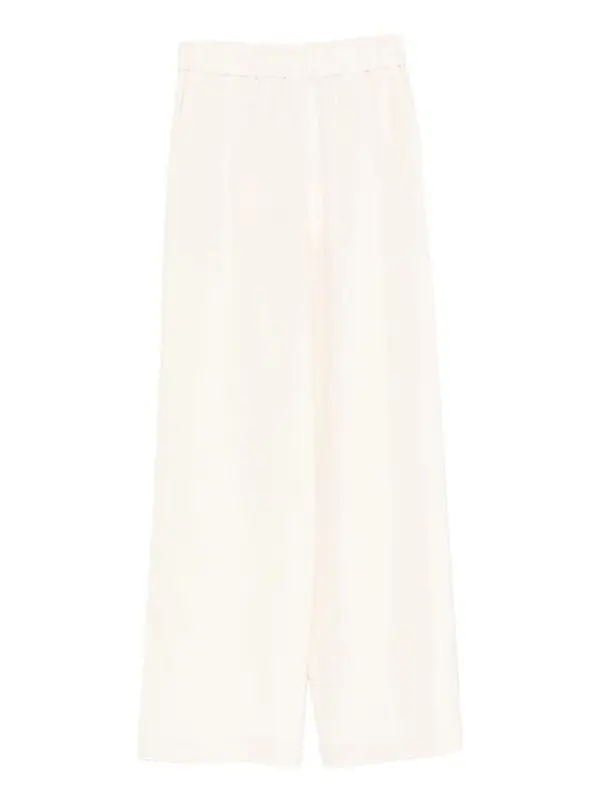Max Mara Silk Blend Palazzo Pants - White