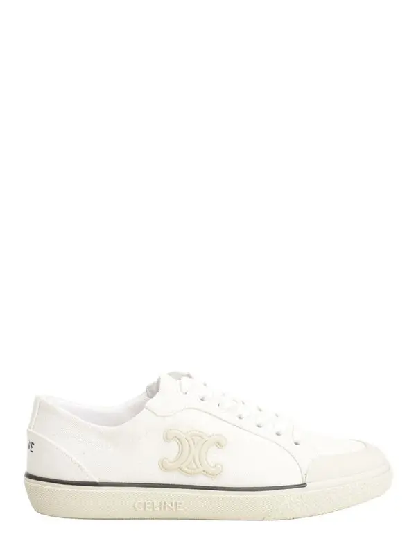Celine Alan" Canvas Lace-up Sneakers - White