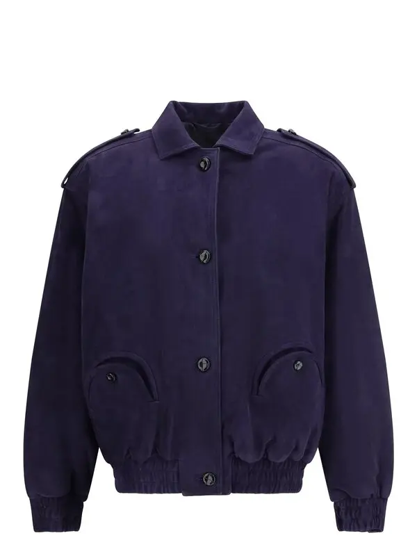BLAZÉ MILANO Viva Charlie Suede Bomber Jacket - Blue