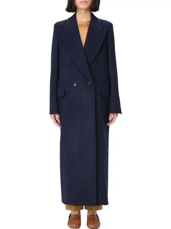 Max Mara Double Breasted Long Coat - Blue