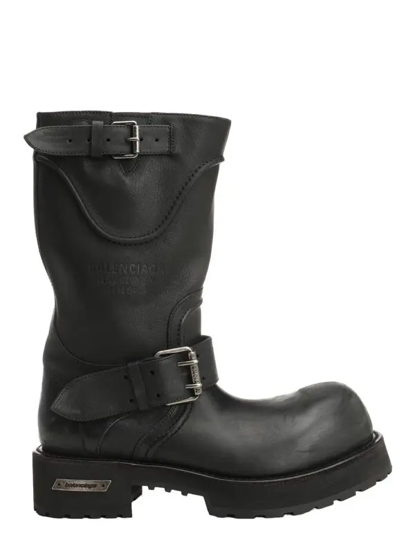 Balenciaga Venom Leather Buckled Boots - Black