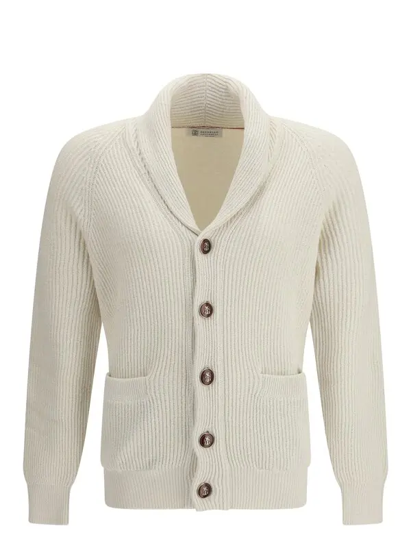 Brunello Cucinelli Ribbed Shawl Collar Cardigan - Multicolor
