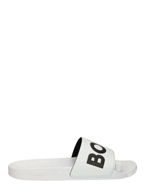 BOSS Slip-on Slides With Logo Print - White