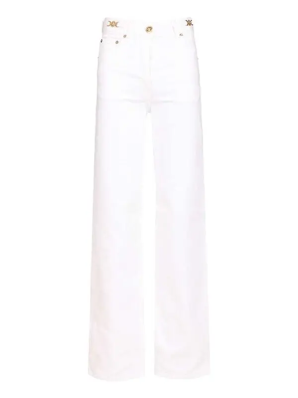 Versace Regular Fit Jeans With Medusa '95 Detail - White